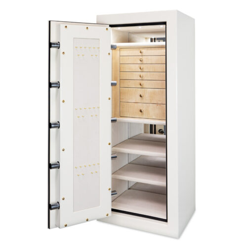 Large Luxury Home Jewelry Safe with Curly Maple Drawers, Necklace ...
